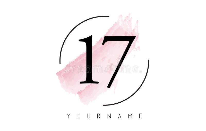 Number 17 Watercolor Stroke Logo Design with Circular Brush Pattern ...