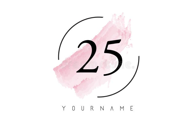 Number 25 Watercolor Stroke Logo Design with Circular Brush Pattern 向量 ...