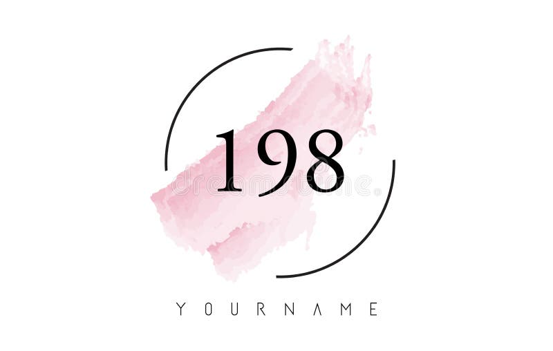 Number 198 Watercolor Stroke Logo Design with Circular Brush Pattern ...