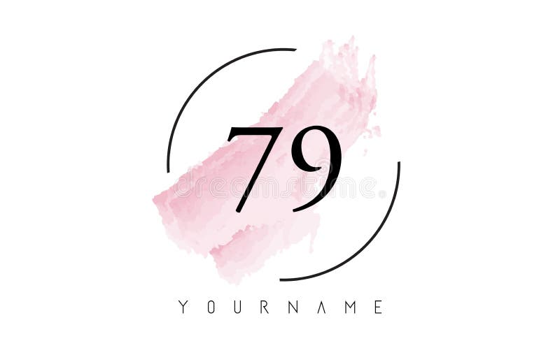 Number 79 Watercolor Stroke Logo Design with Circular Brush Pattern ...
