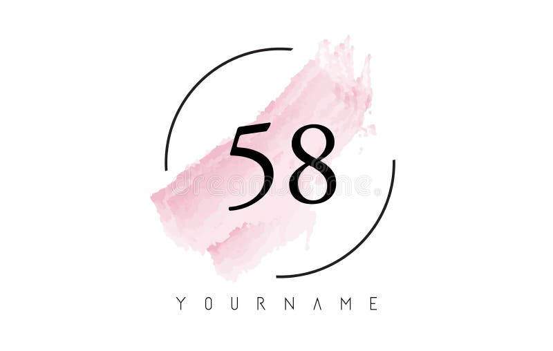 Number 58 Watercolor Stroke Logo Design with Circular Brush Pattern ...