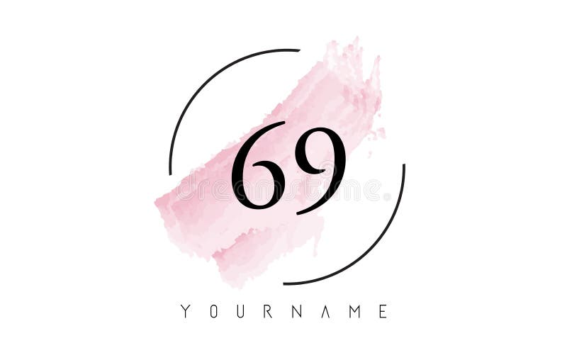 Number 69 Watercolor Stroke Logo Design with Circular Brush Pattern ...