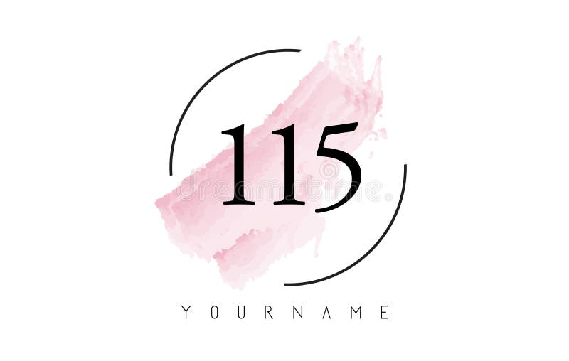 Number 115 Watercolor Stroke Logo Design with Circular Brush Pattern ...