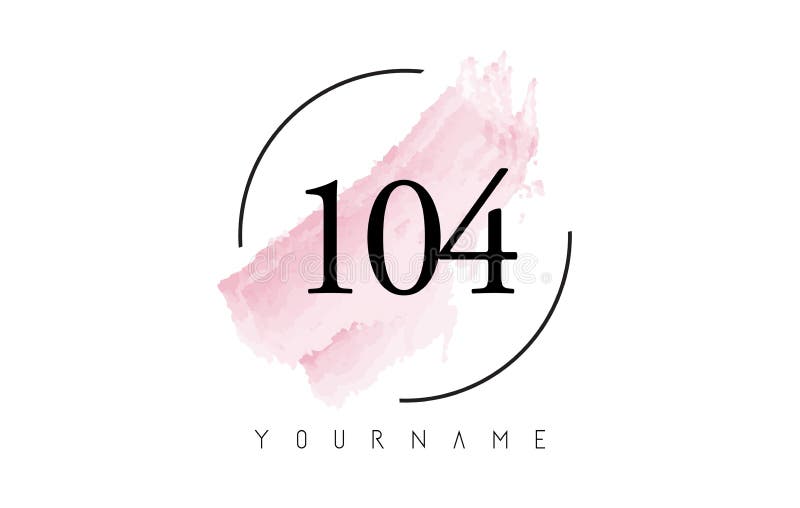 Number 104 Watercolor Stroke Logo Design with Circular Brush Pattern ...
