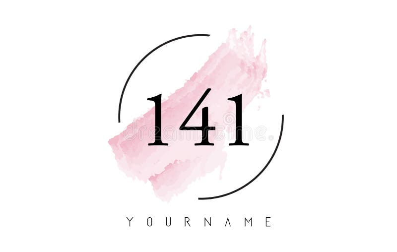 Number 141 Watercolor Stroke Logo Design with Circular Brush Pattern ...