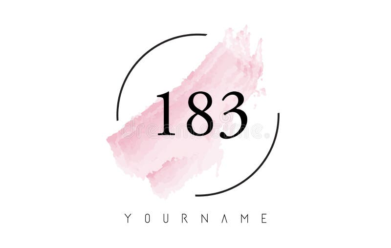 Number 183 Watercolor Stroke Logo Design with Circular Brush Pattern ...