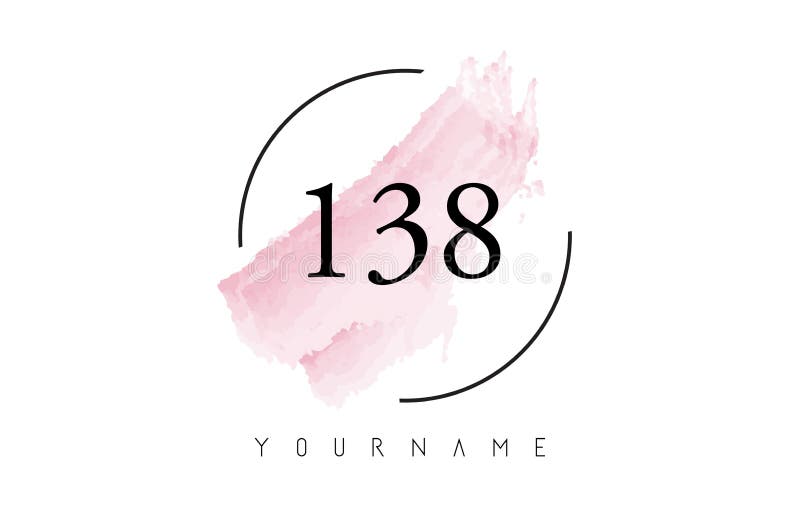 Number 138 Watercolor Stroke Logo Design with Circular Brush Pattern ...