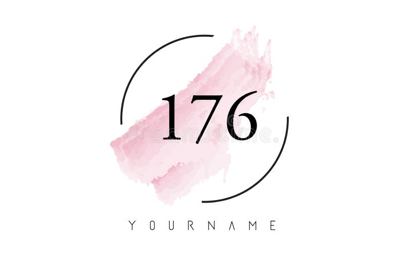 Number 176 Watercolor Stroke Logo Design with Circular Brush Pattern ...