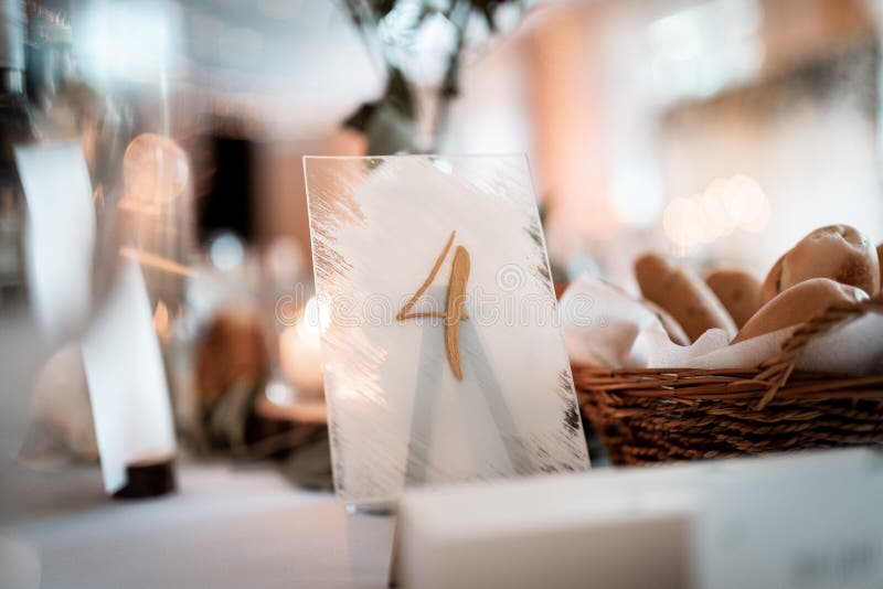 Number of Wedding Tables in Golden Color Stock Image - Image of ...