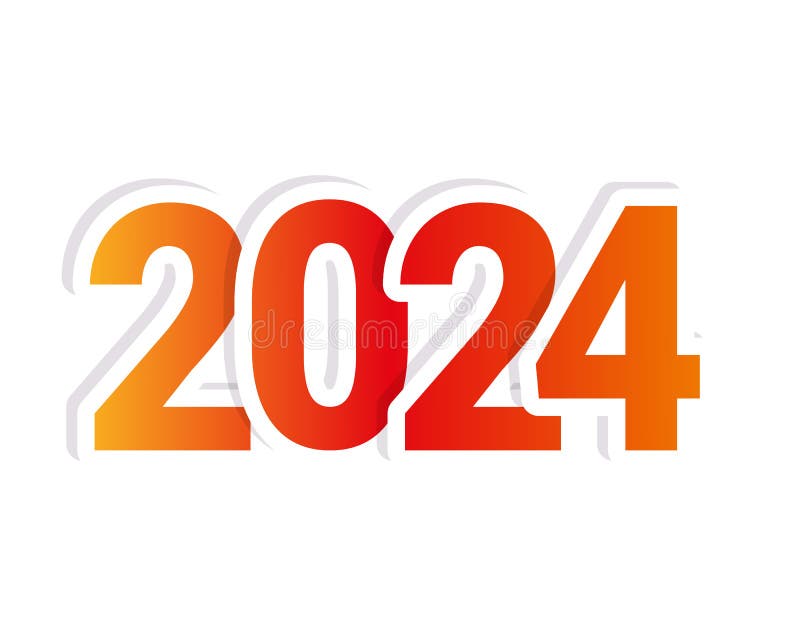 2024 Number on White Background, Sticker, Red-orange Gradient. Stock ...