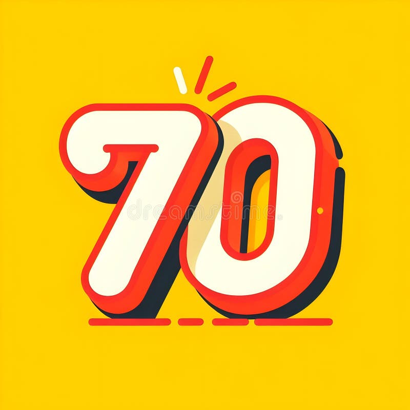 Number 70 White with Background Yellow Stock Illustration ...