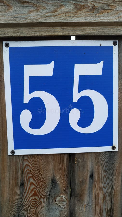 The Number 55 is White in Blue Frame. Close-up Stock Photo - Image of ...