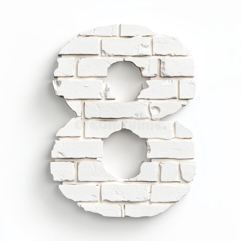 Number 8 in White Brick Texture with Oval-shape Design Stock Image ...