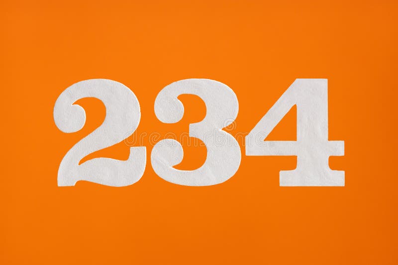 Number 234 White Figures on Orange Background Stock Image - Image of ...