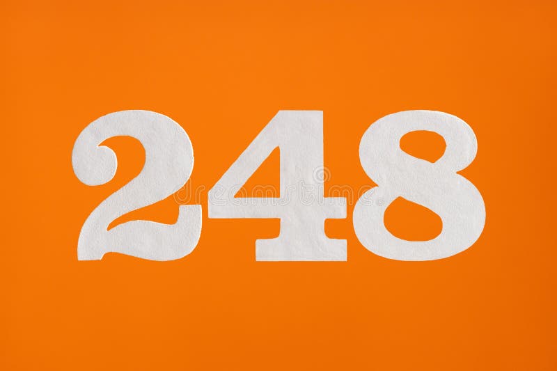Number 248 White Figures on Orange Background Stock Photo - Image of ...
