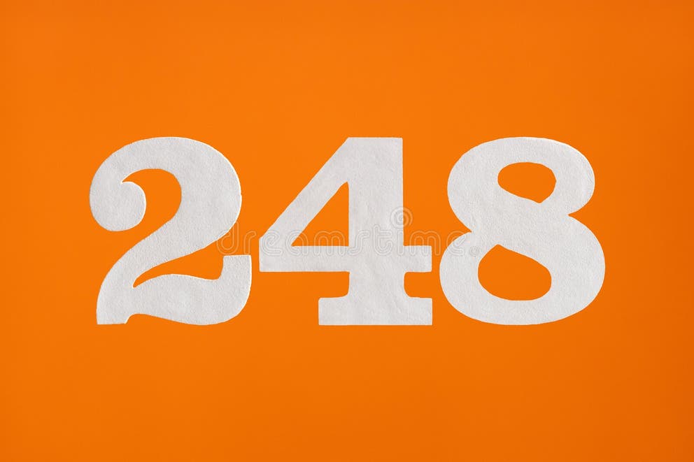 Number 248 White Figures on Orange Background Stock Photo - Image of ...