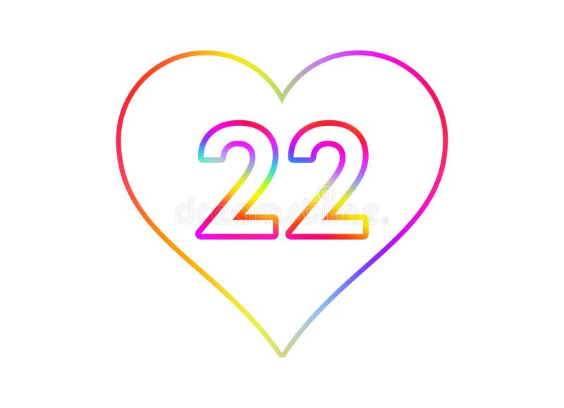 Number 22 into a White Heart Stock Illustration - Illustration of card ...