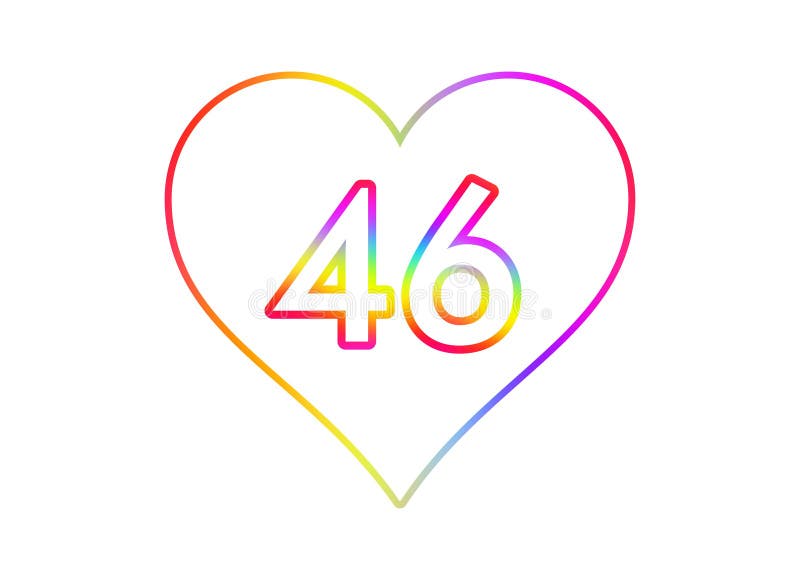 Number 46 into a White Heart Stock Illustration - Illustration of ...