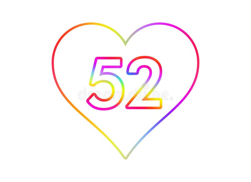 Number 52 into a White Heart Stock Illustration - Illustration of card ...