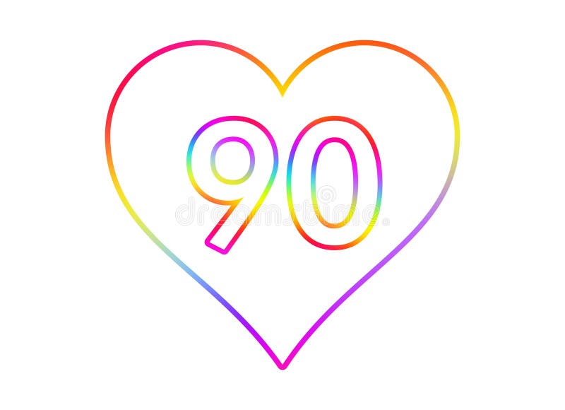 Number 90 into a White Heart Stock Illustration - Illustration of ...