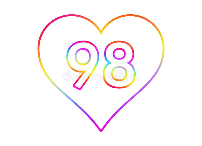 Number 98 into a White Heart Stock Illustration - Illustration of eight ...