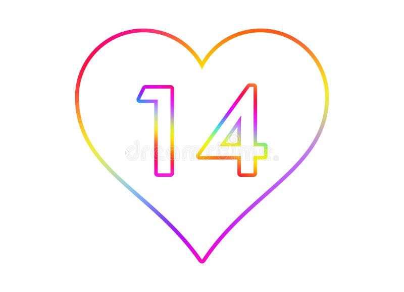Number 14 into a White Heart Stock Illustration - Illustration of card ...