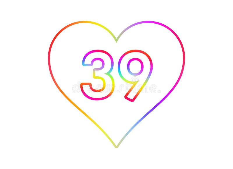 Number 39 into a White Heart Stock Illustration - Illustration of ...
