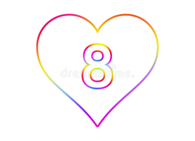 Number 8 into a White Heart Stock Illustration - Illustration of icon ...