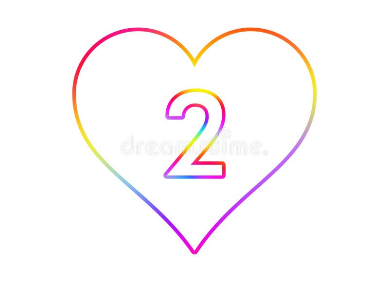 Number 2 into a White Heart Stock Illustration - Illustration of design ...