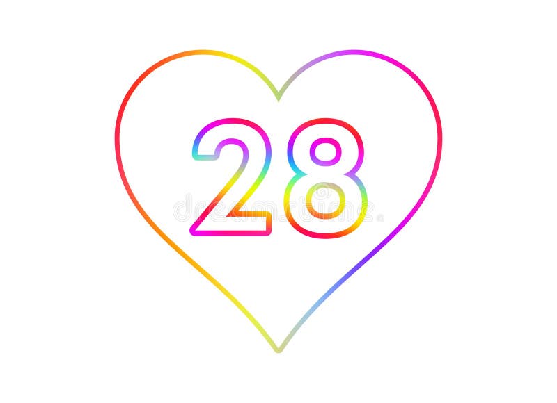 Number 28 into a White Heart Stock Illustration - Illustration of ...