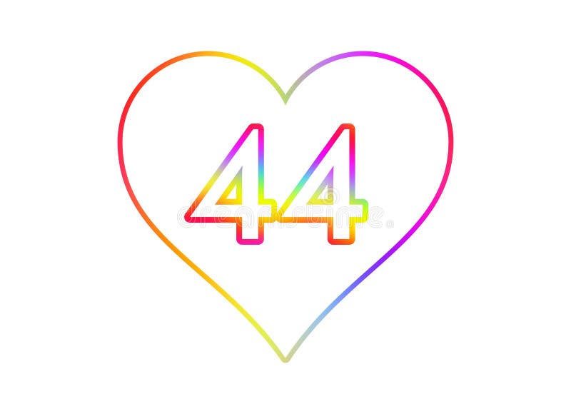 Number 44 into a White Heart Stock Illustration - Illustration of ...