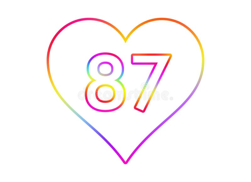 Number 87 into a White Heart Stock Illustration - Illustration of ...