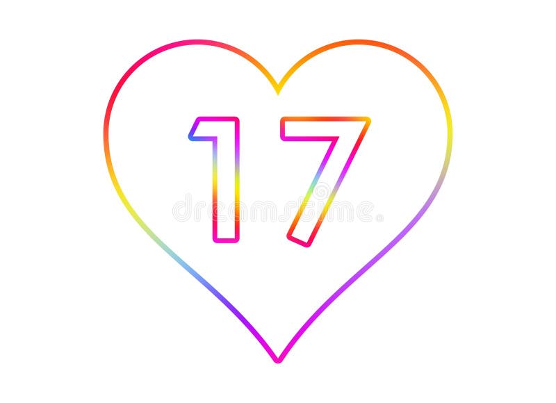 Number 17 into a White Heart Stock Illustration - Illustration of ...