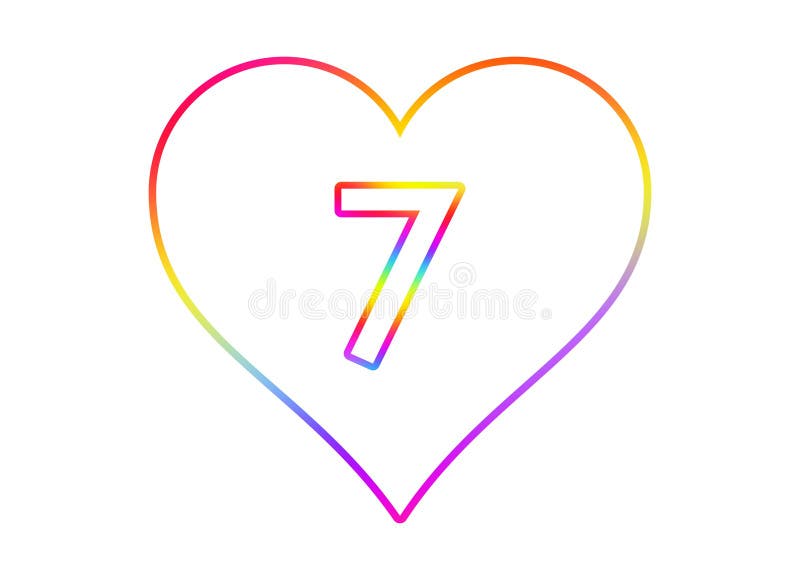 Number 7 into a White Heart Stock Illustration - Illustration of color ...
