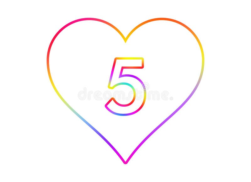 Number 5 into a White Heart Stock Illustration - Illustration of white ...