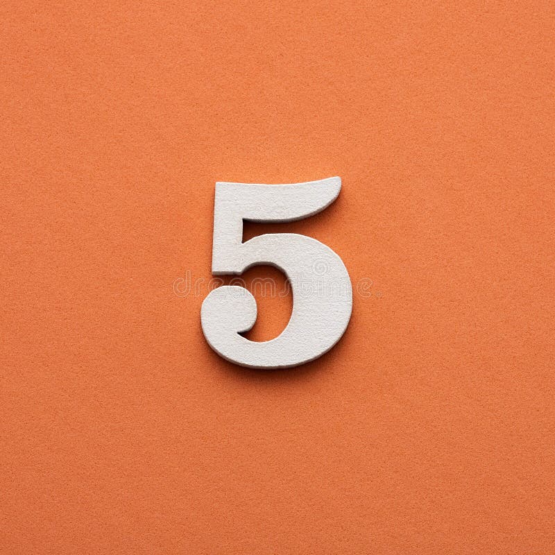 Number Five - White Number in Wood on Pink Background Stock Photo ...