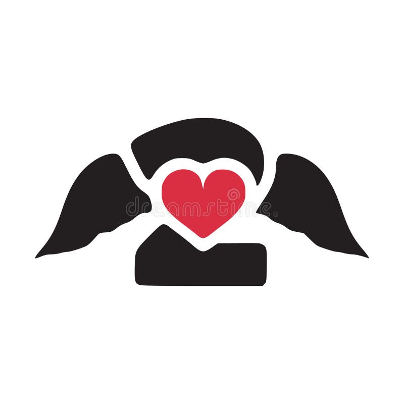 Number 2 with Wings and Heart Symbol Stock Vector - Illustration of ...