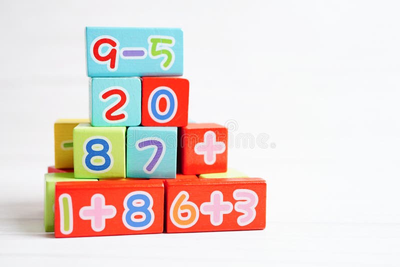 Number Wood Block Cubes for Learning Mathematic, Education Math Concept ...