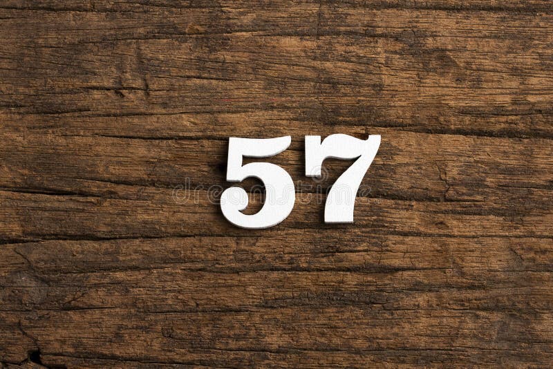 Number 57 in Wood, Isolated on Rustic Background Stock Image - Image of ...
