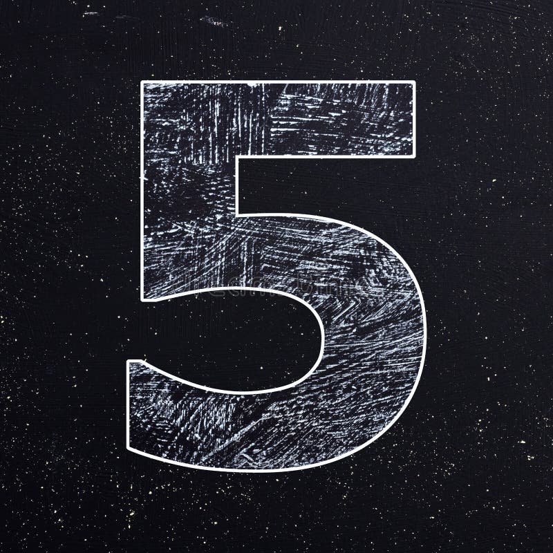 Five - Number Written with Chalk on the Blackboard Stock Illustration ...
