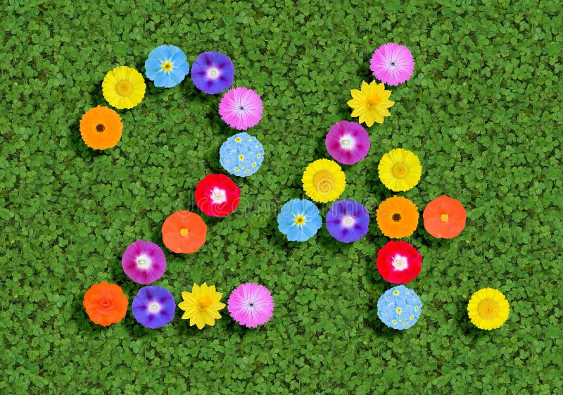 Number Written with Colorful Flowers Stock Illustration - Illustration ...