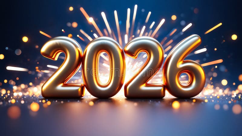 The Number 2026 is Written in Gold Letters Stock Image - Image of year ...