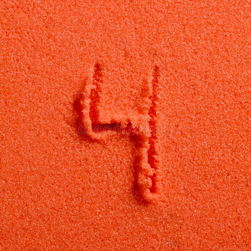 Number 4 Written on Orange Sand Stock Photo - Image of symbol, coast ...