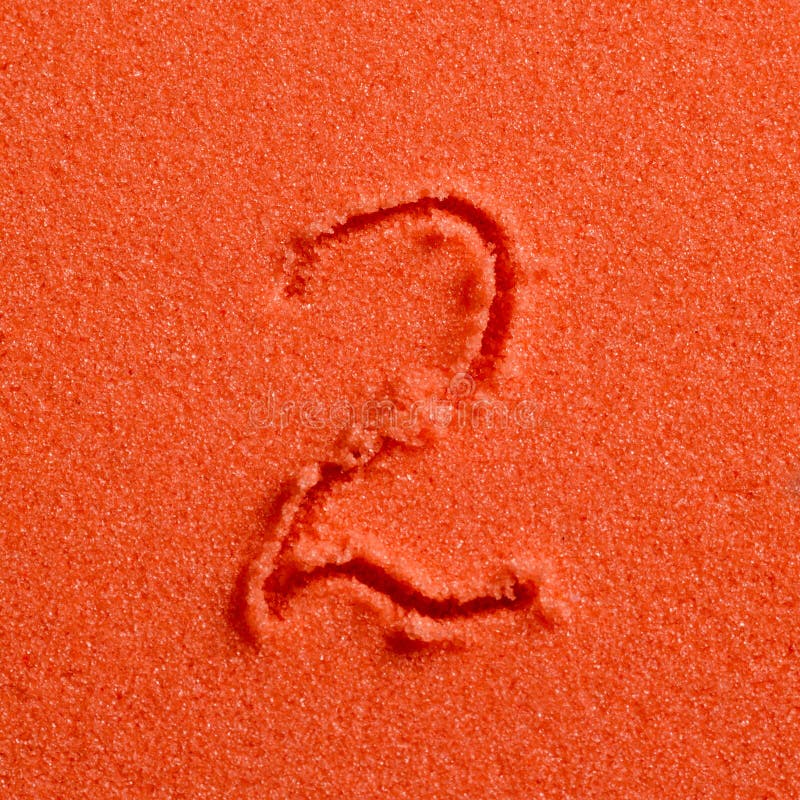 Number 2 Written on Orange Sand Stock Image - Image of floor, font ...