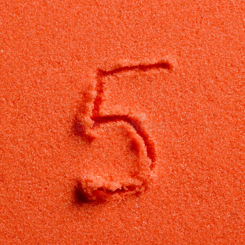 Number 5 Written on Orange Sand Stock Photo - Image of teach, vacation ...