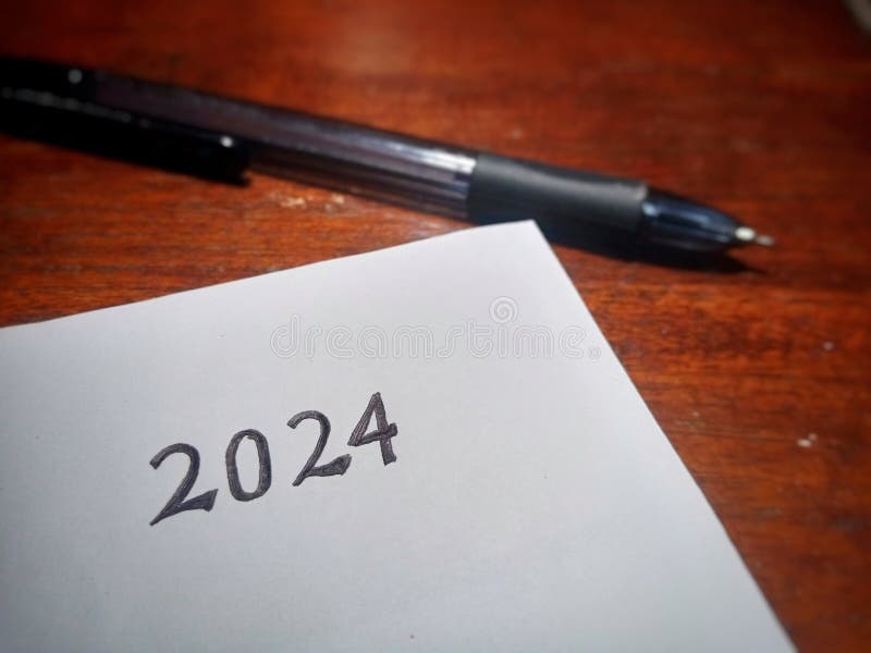 The Number 2024 Written on White Paper Stock Image - Image of business ...