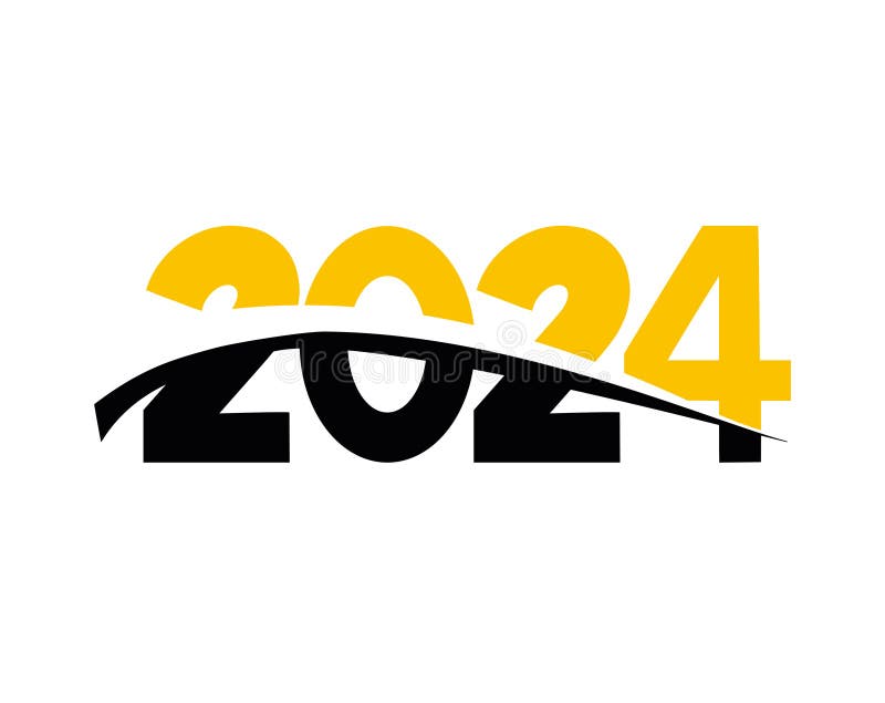 2024 Number in Yellow and Black Design Stock Vector - Illustration of ...