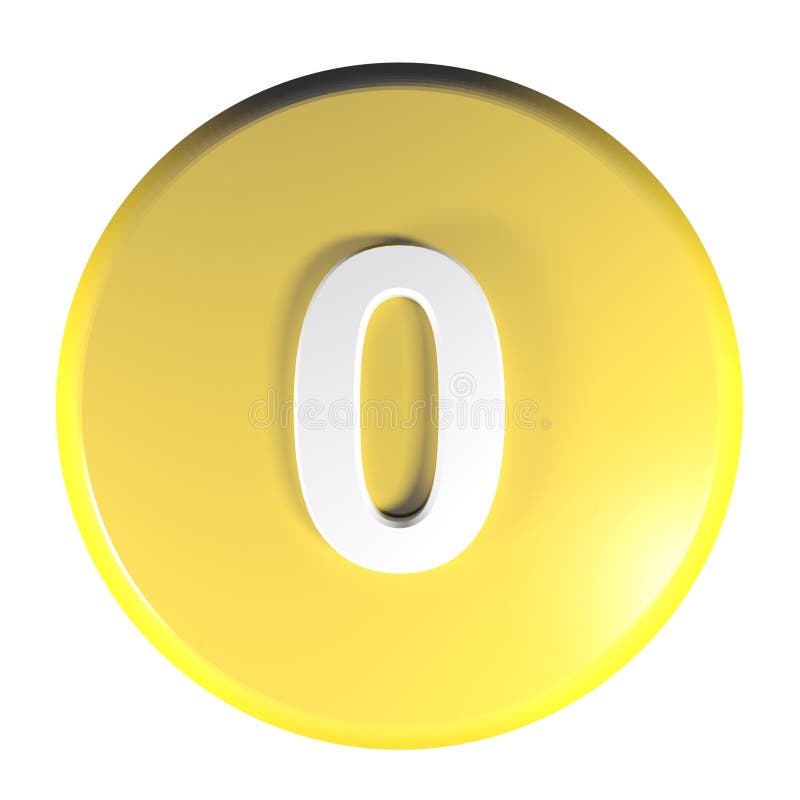 Number 0 Yellow Circle Push Button - 3D Rendering Illustration Stock ...