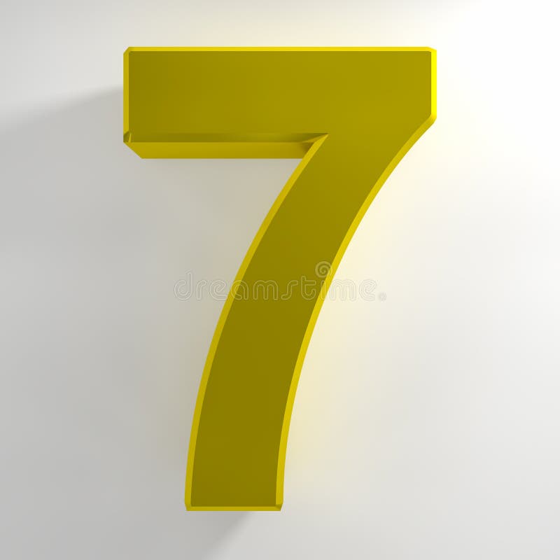 Number 7 Yellow Color Collection on White Background Illustration 3D ...