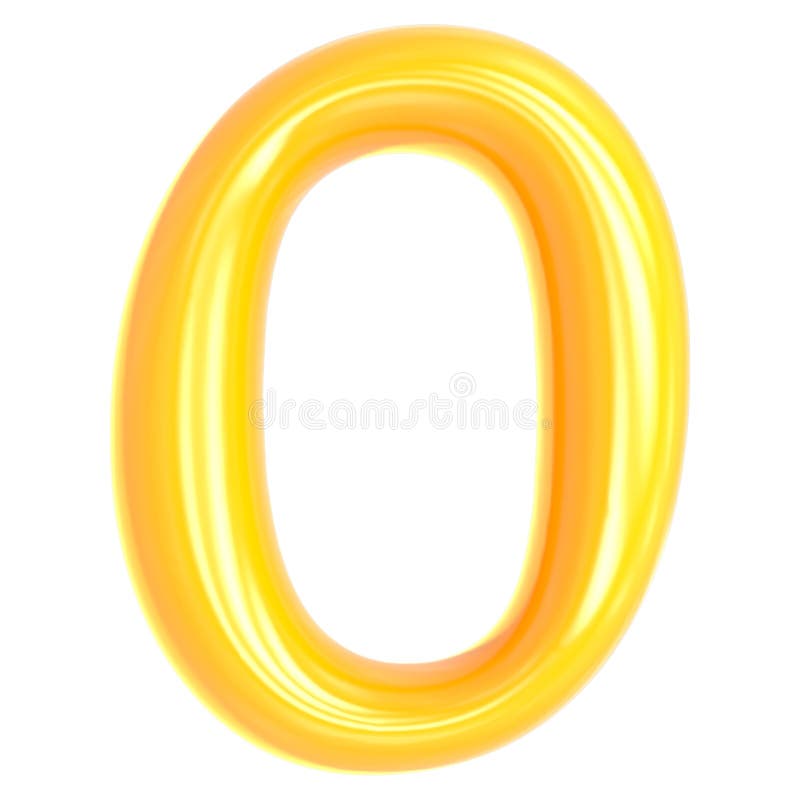 0 Number Yellow 3D with White Background Stock Illustration ...